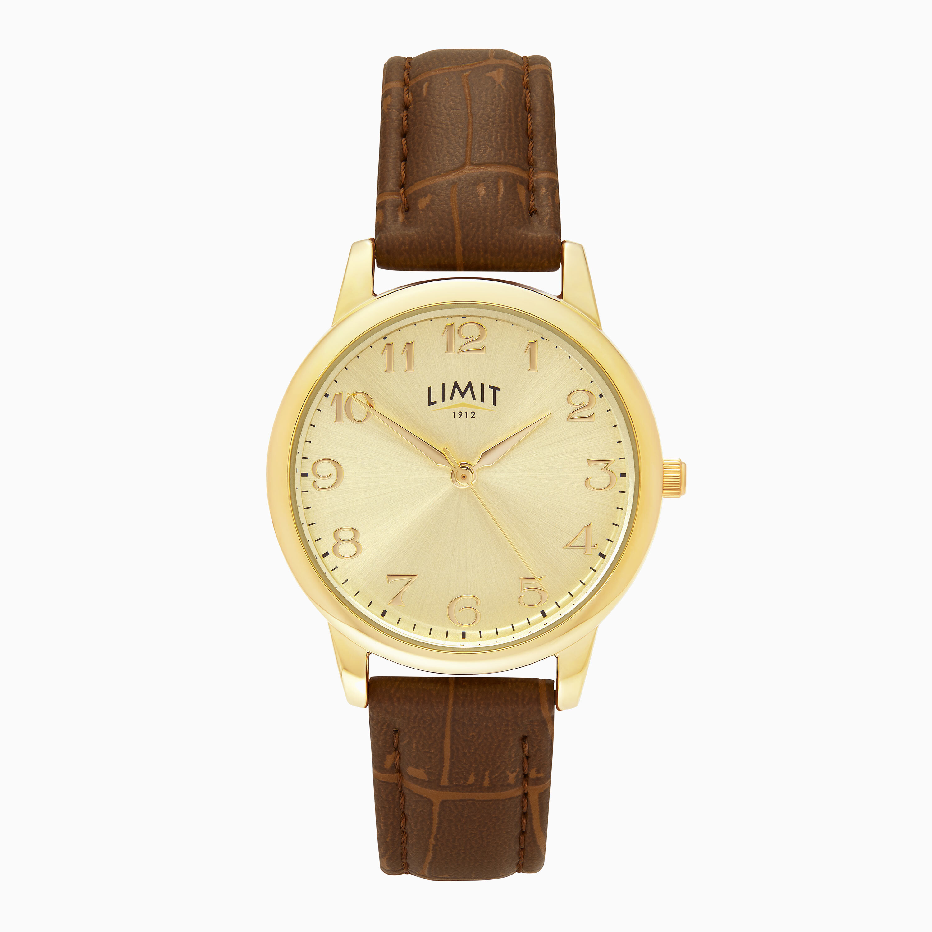 Limit Mens Classic Watch (50060) - Round | 34mm | Brown Polyurethane ...