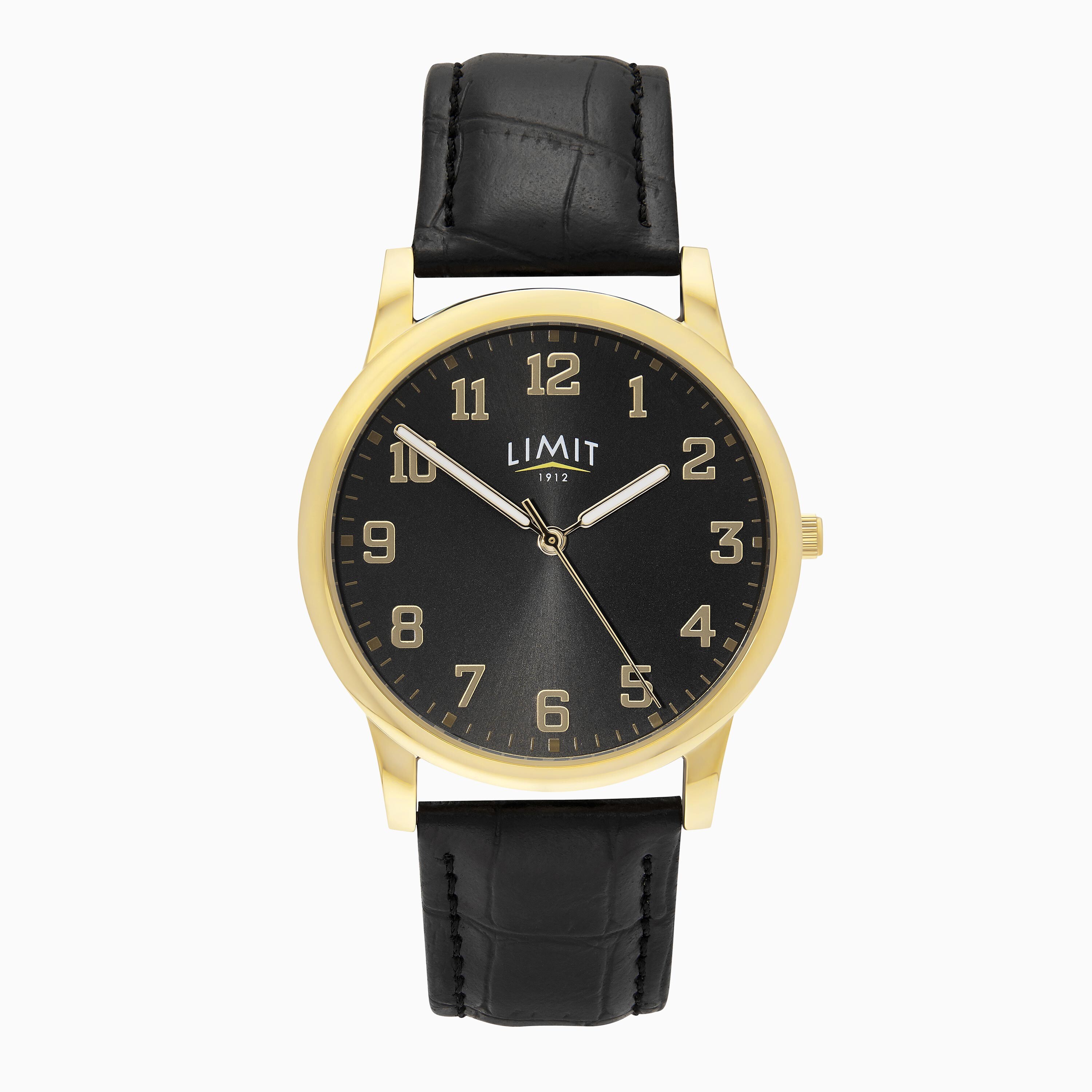 Limit Mens Classic Watch (50064) - Round | 38mm | Black Polyurethane Strap | Black Dial | Limit