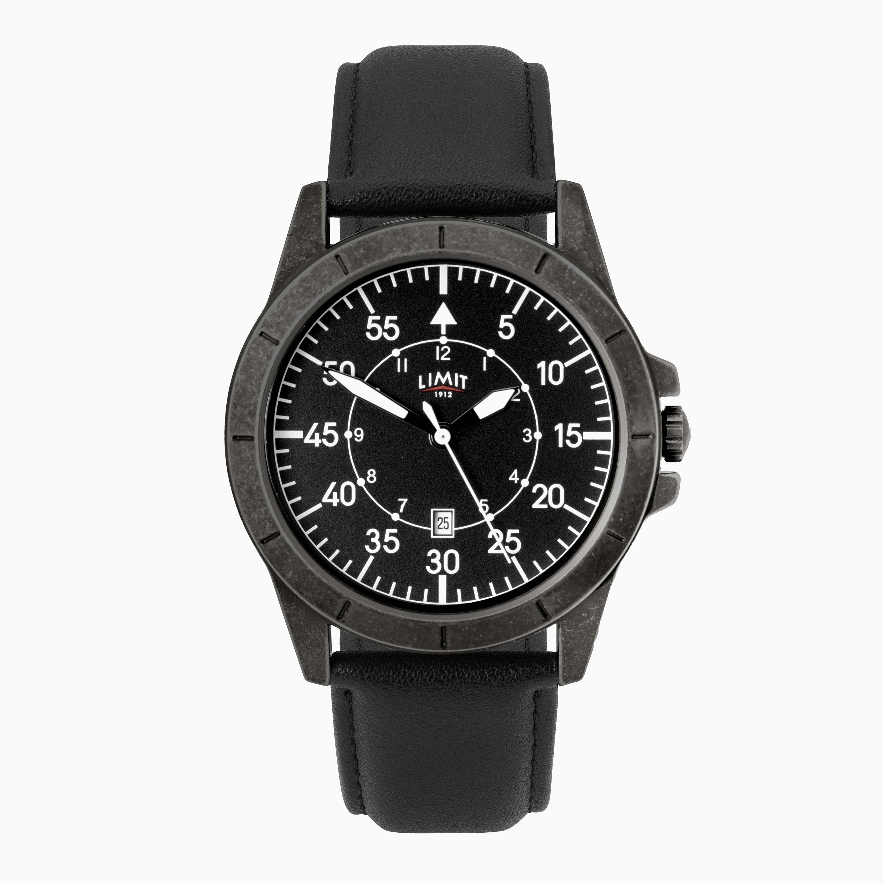 Limit Mens Classic Watch (5794) - Round | 46mm | Black Polyurethane ...